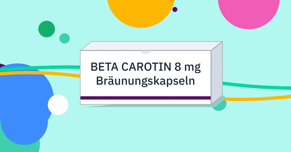 Symbolbild: Packung mit der Aufschrift BETA CAROTIN 8 mg Bräunungskapseln (PZN 09083080) – Verfügbarkeit und Bezug in Apotheken in Frankfurt am Main