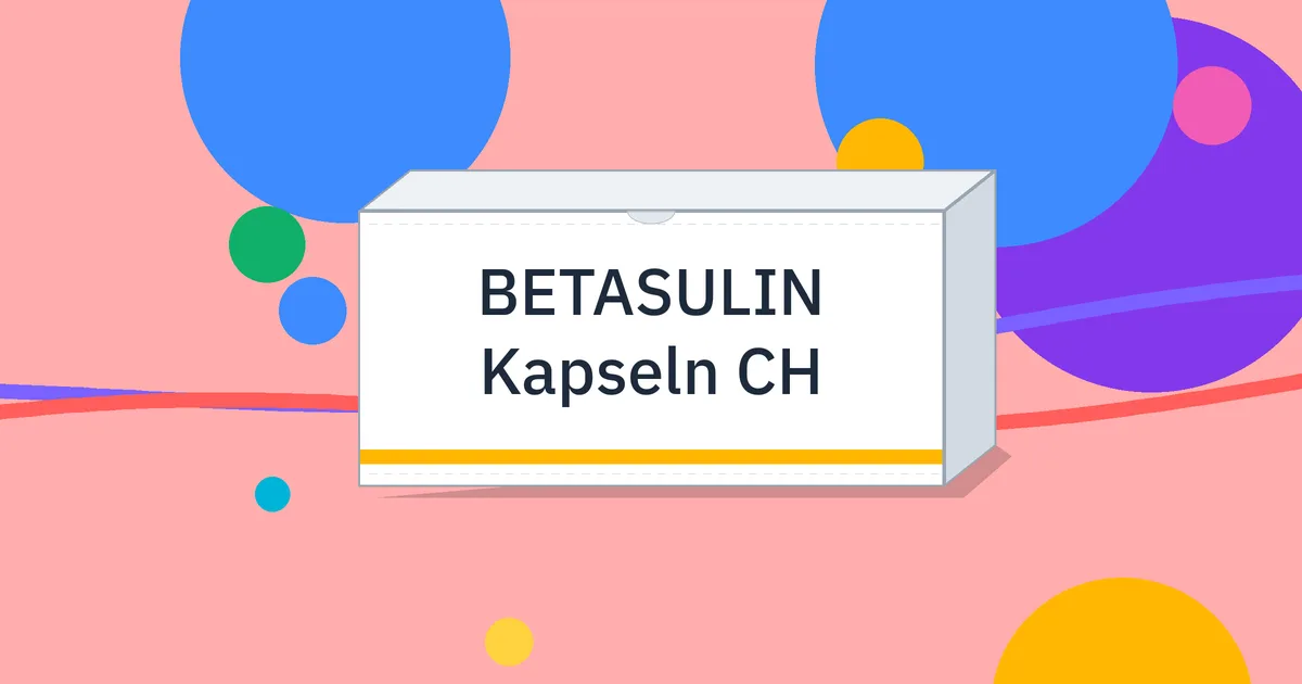 Symbolbild: Packung mit der Aufschrift BETASULIN Kapseln CH (PZN 20632736) – Verfügbarkeit und Bezug in Apotheken in Frankfurt am Main