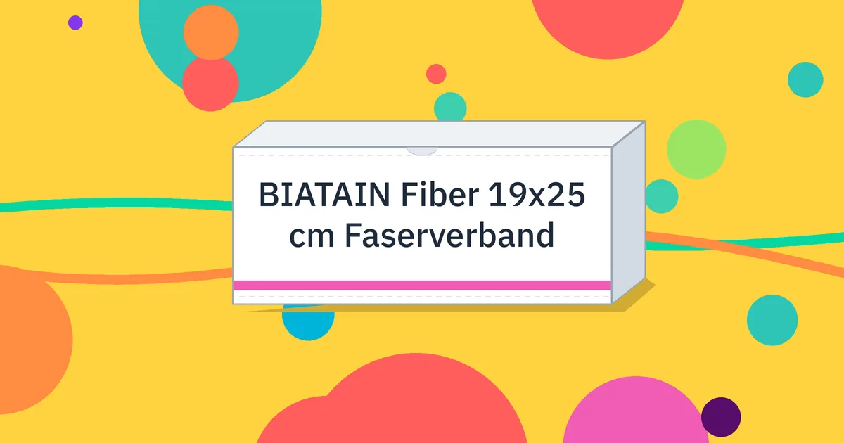 Symbolbild: Packung mit der Aufschrift BIATAIN Fiber 19x25 cm Faserverband (PZN 19096296) – Verfügbarkeit und Bezug in Apotheken in Frankfurt am Main
