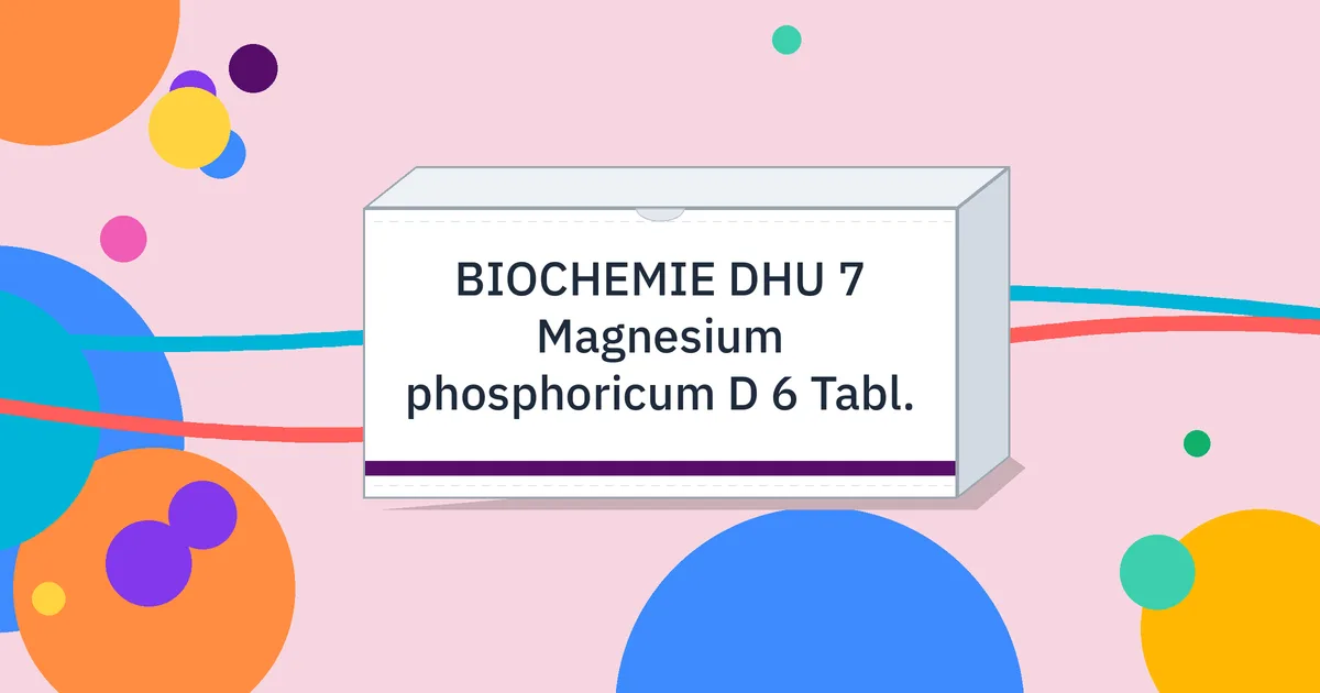 Symbolbild: Packung mit der Aufschrift BIOCHEMIE DHU 7 Magnesium phosphoricum D 6 Tabl. (PZN 18182645) – Verfügbarkeit und Bezug in Apotheken in Frankfurt am Main