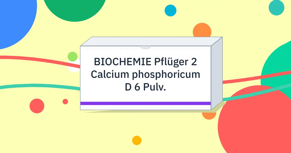 Symbolbild: Packung mit der Aufschrift BIOCHEMIE Pflüger 2 Calcium phosphoricum D 6 Pulv. (PZN 06323247) – Verfügbarkeit und Bezug in Apotheken in Frankfurt am Main