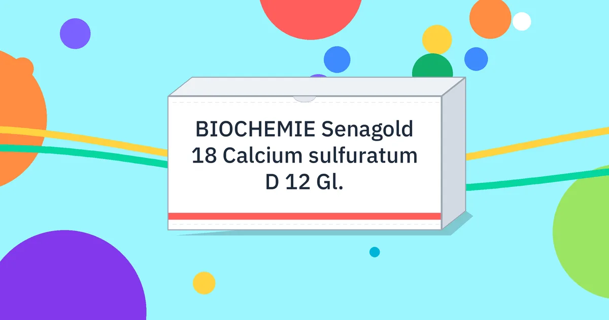 Symbolbild: Packung mit der Aufschrift BIOCHEMIE Senagold 18 Calcium sulfuratum D 12 Gl. (PZN 09214748) – Verfügbarkeit und Bezug in Apotheken in Frankfurt am Main