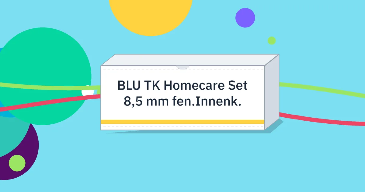 Symbolbild: Packung mit der Aufschrift BLU TK Homecare Set 8,5 mm fen.Innenk. (PZN 02151051) – Verfügbarkeit und Bezug in Apotheken in Frankfurt am Main