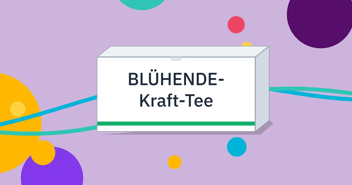Symbolbild: Packung mit der Aufschrift BLÜHENDE-Kraft-Tee (PZN 16836717) – Verfügbarkeit und Bezug in Apotheken in Frankfurt am Main