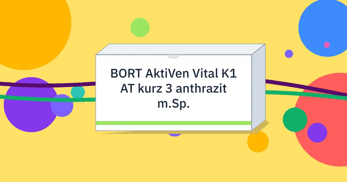 Symbolbild: Packung mit der Aufschrift BORT AktiVen Vital K1 AT kurz 3 anthrazit m.Sp. (PZN 13742602) – Verfügbarkeit und Bezug in Apotheken in Frankfurt am Main