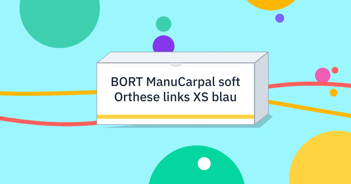 Symbolbild: Packung mit der Aufschrift BORT ManuCarpal soft Orthese links XS blau (PZN 00221770) – Verfügbarkeit und Bezug in Apotheken in Frankfurt am Main