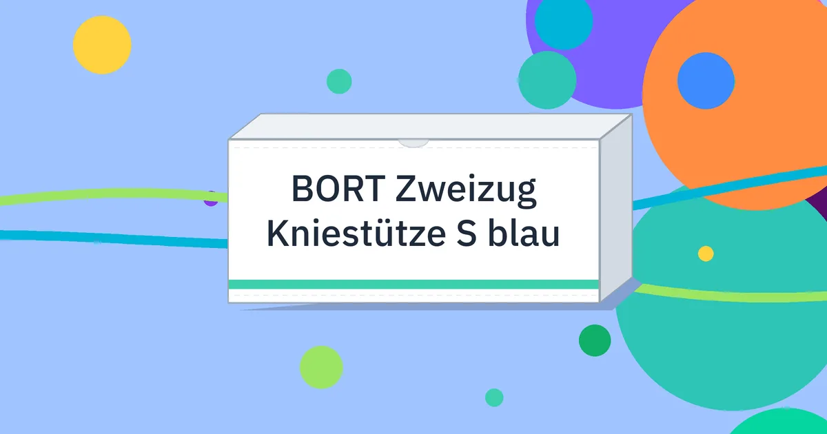 Symbolbild: Packung mit der Aufschrift BORT Zweizug Kniestütze S blau (PZN 06084392) – Verfügbarkeit und Bezug in Apotheken in Frankfurt am Main