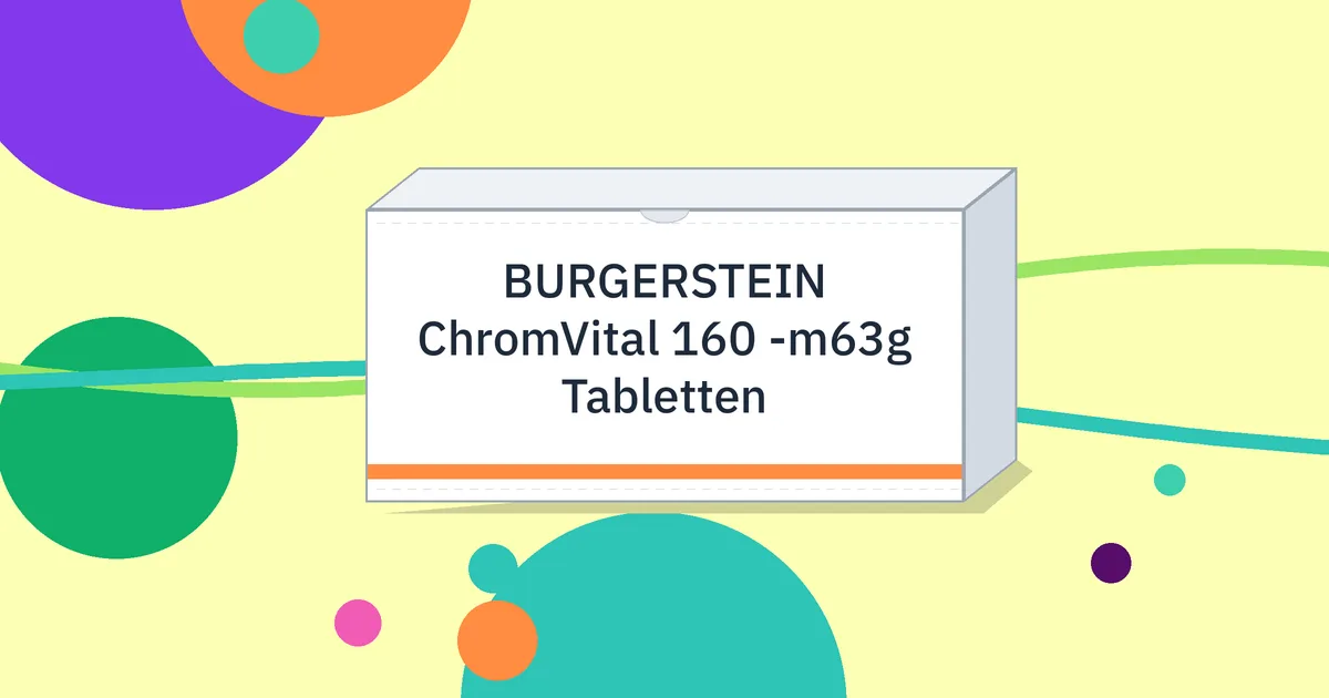 Symbolbild: Packung mit der Aufschrift BURGERSTEIN ChromVital 160 -m63g Tabletten (PZN 17375112) – Verfügbarkeit und Bezug in Apotheken in Frankfurt am Main