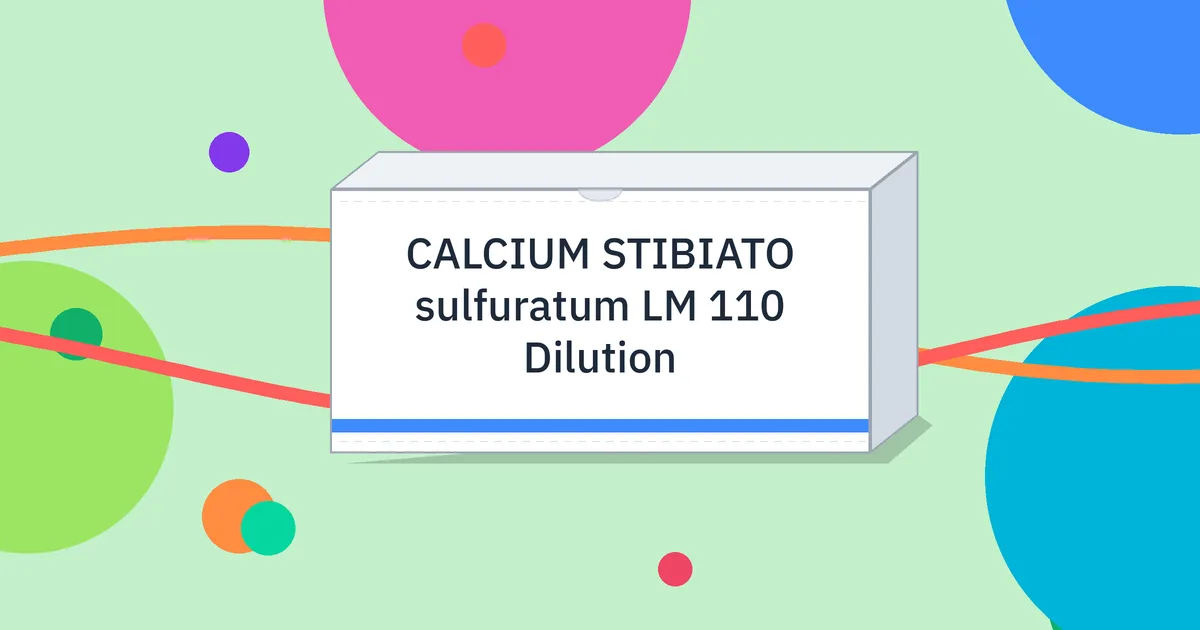 Symbolbild: Packung mit der Aufschrift CALCIUM STIBIATO sulfuratum LM 110 Dilution (PZN 12806837) – Verfügbarkeit und Bezug in Apotheken in Frankfurt am Main
