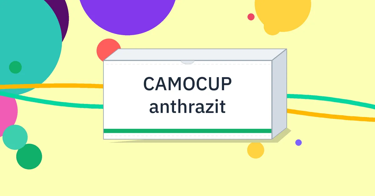 Symbolbild: Packung mit der Aufschrift CAMOCUP anthrazit (PZN 02647421) – Verfügbarkeit und Bezug in Apotheken in Frankfurt am Main