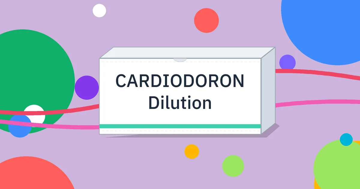 Symbolbild: Packung mit der Aufschrift CARDIODORON Dilution (PZN 01441539) – Verfügbarkeit und Bezug in Apotheken in Frankfurt am Main