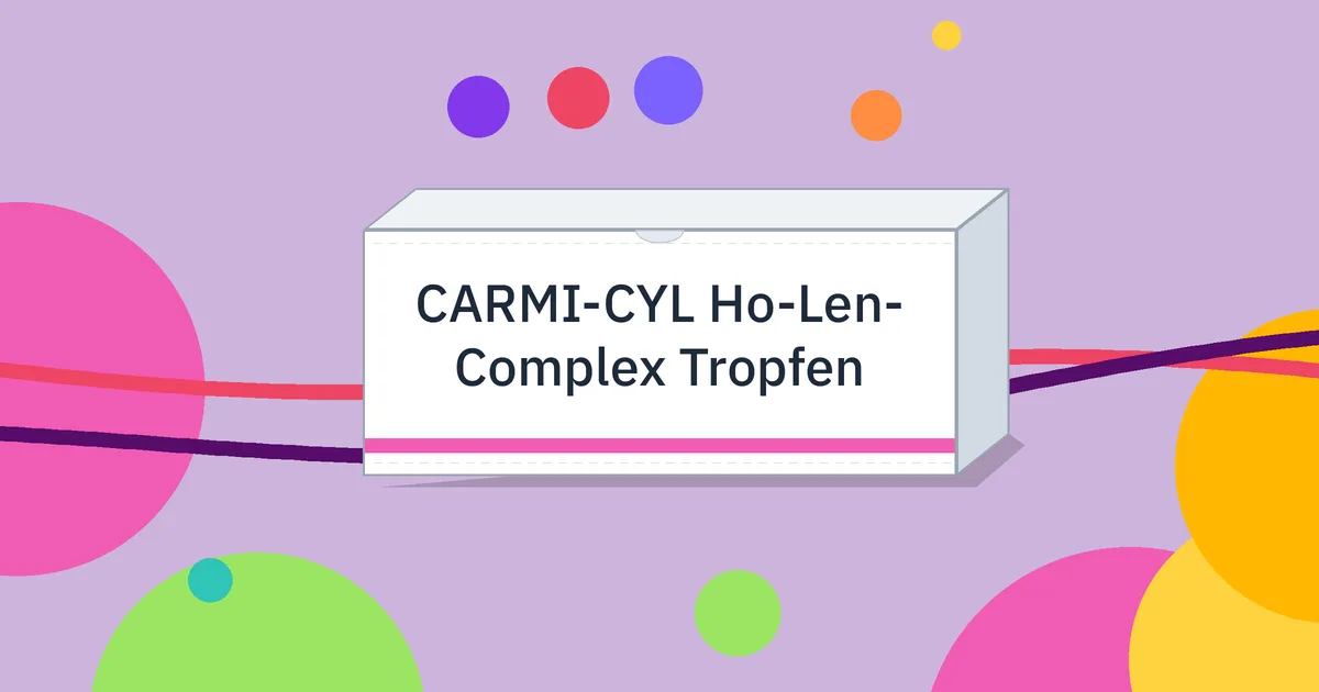 Symbolbild: Packung mit der Aufschrift CARMI-CYL Ho-Len-Complex Tropfen (PZN 01957898) – Verfügbarkeit und Bezug in Apotheken in Frankfurt am Main