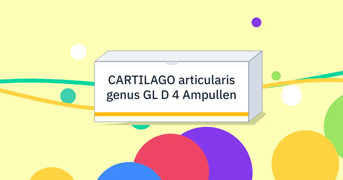 Symbolbild: Packung mit der Aufschrift CARTILAGO articularis genus GL D 4 Ampullen (PZN 02831395) – Verfügbarkeit und Bezug in Apotheken in Frankfurt am Main