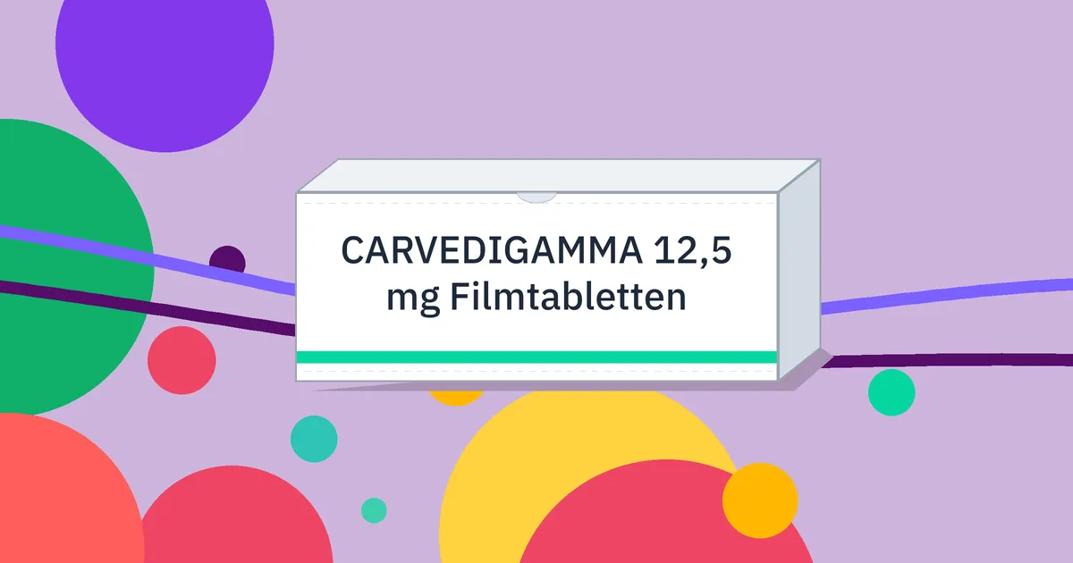 Symbolbild: Packung mit der Aufschrift CARVEDIGAMMA 12,5 mg Filmtabletten (PZN 02213102) – Verfügbarkeit und Bezug in Apotheken in Frankfurt am Main