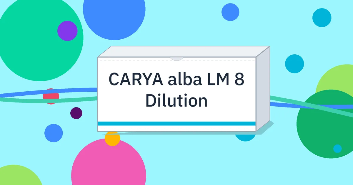 Symbolbild: Packung mit der Aufschrift CARYA alba LM 8 Dilution (PZN 13431428) – Verfügbarkeit und Bezug in Apotheken in Frankfurt am Main