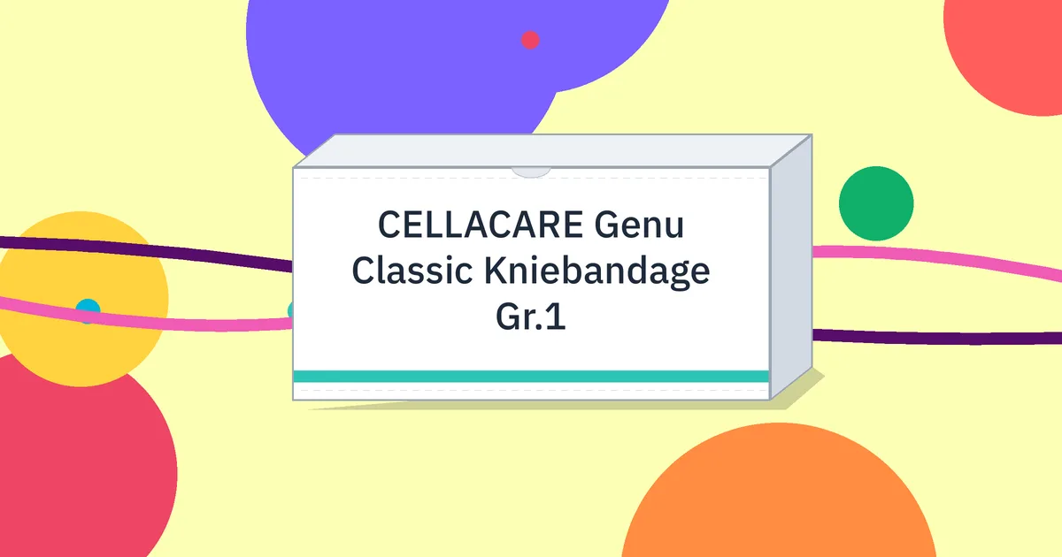 Symbolbild: Packung mit der Aufschrift CELLACARE Genu Classic Kniebandage Gr.1 (PZN 12647876) – Verfügbarkeit und Bezug in Apotheken in Frankfurt am Main