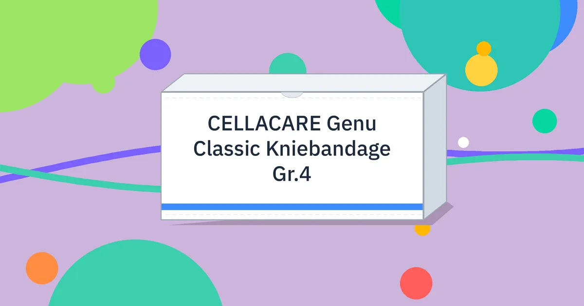 Symbolbild: Packung mit der Aufschrift CELLACARE Genu Classic Kniebandage Gr.4 (PZN 12647907) – Verfügbarkeit und Bezug in Apotheken in Frankfurt am Main