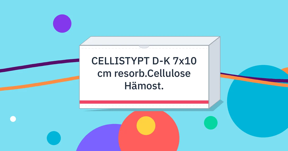 Symbolbild: Packung mit der Aufschrift CELLISTYPT D-K 7x10 cm resorb.Cellulose Hämost. (PZN 15261479) – Verfügbarkeit und Bezug in Apotheken in Frankfurt am Main