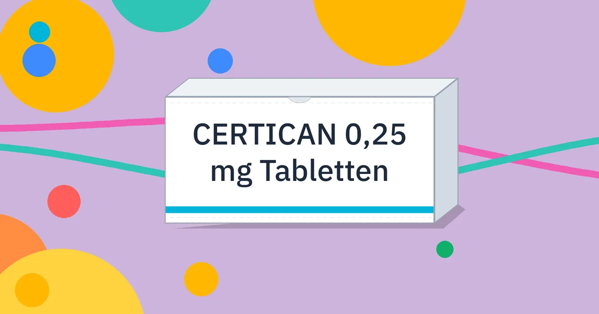 Symbolbild: Packung mit der Aufschrift CERTICAN 0,25 mg Tabletten (PZN 09527795) – Verfügbarkeit und Bezug in Apotheken in Frankfurt am Main