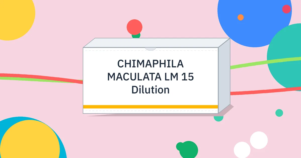 Symbolbild: Packung mit der Aufschrift CHIMAPHILA MACULATA LM 15 Dilution (PZN 13441800) – Verfügbarkeit und Bezug in Apotheken in Frankfurt am Main