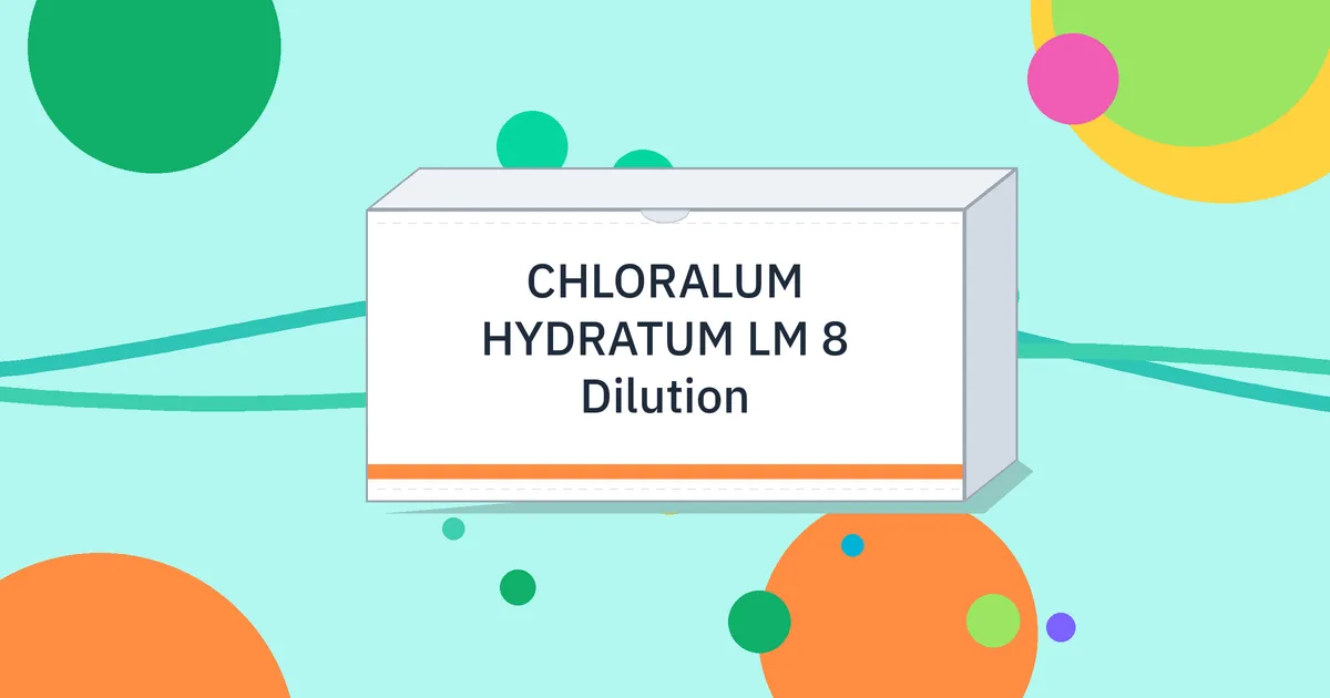 Symbolbild: Packung mit der Aufschrift CHLORALUM HYDRATUM LM 8 Dilution (PZN 13444023) – Verfügbarkeit und Bezug in Apotheken in Frankfurt am Main