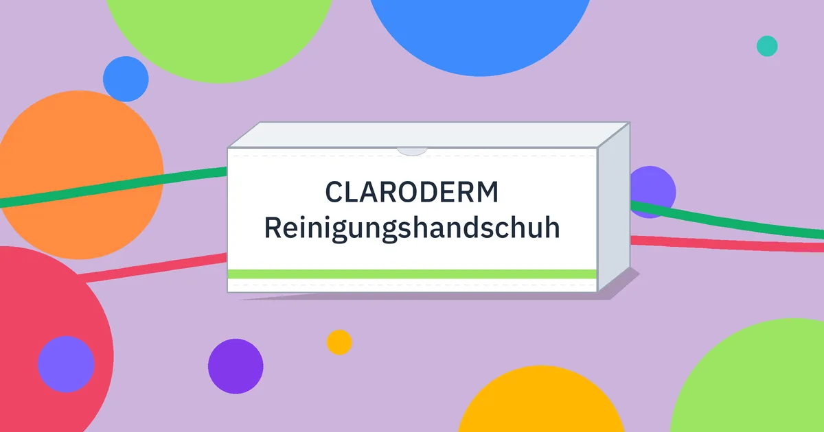 Symbolbild: Packung mit der Aufschrift CLARODERM Reinigungshandschuh (PZN 14318705) – Verfügbarkeit und Bezug in Apotheken in Frankfurt am Main