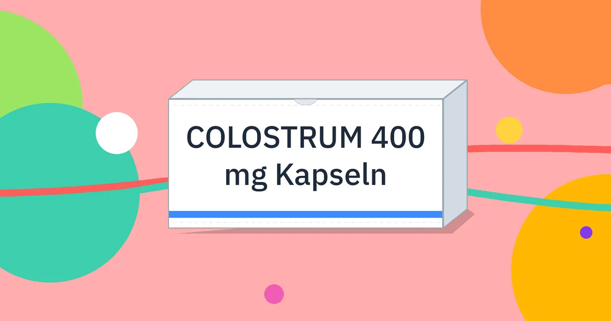 Symbolbild: Packung mit der Aufschrift COLOSTRUM 400 mg Kapseln (PZN 19352285) – Verfügbarkeit und Bezug in Apotheken in Frankfurt am Main