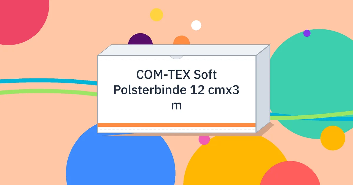 Symbolbild: Packung mit der Aufschrift COM-TEX Soft Polsterbinde 12 cmx3 m (PZN 04722902) – Verfügbarkeit und Bezug in Apotheken in Frankfurt am Main