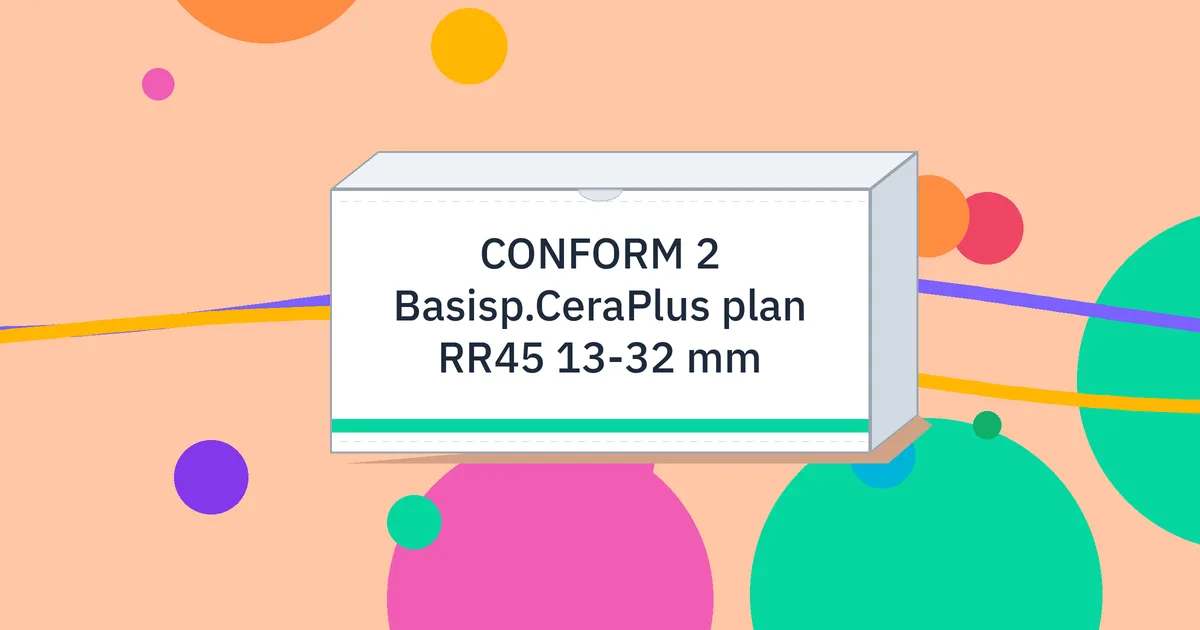 Symbolbild: Packung mit der Aufschrift CONFORM 2 Basisp.CeraPlus plan RR45 13-32 mm (PZN 16851421) – Verfügbarkeit und Bezug in Apotheken in Frankfurt am Main