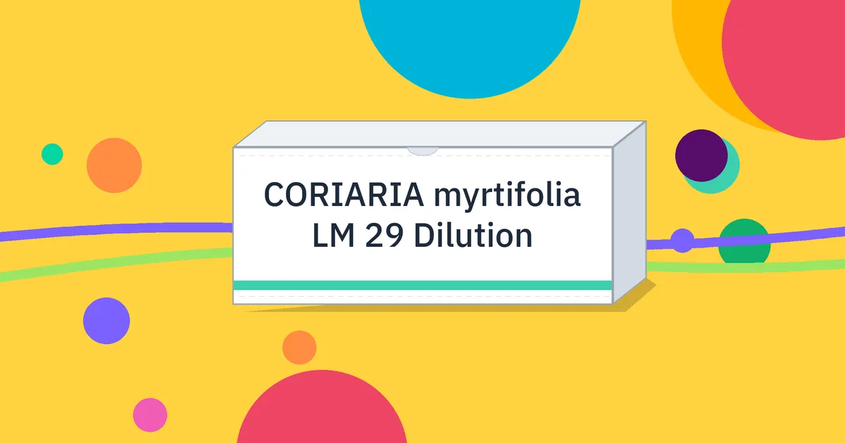 Symbolbild: Packung mit der Aufschrift CORIARIA myrtifolia LM 29 Dilution (PZN 13451885) – Verfügbarkeit und Bezug in Apotheken in Frankfurt am Main