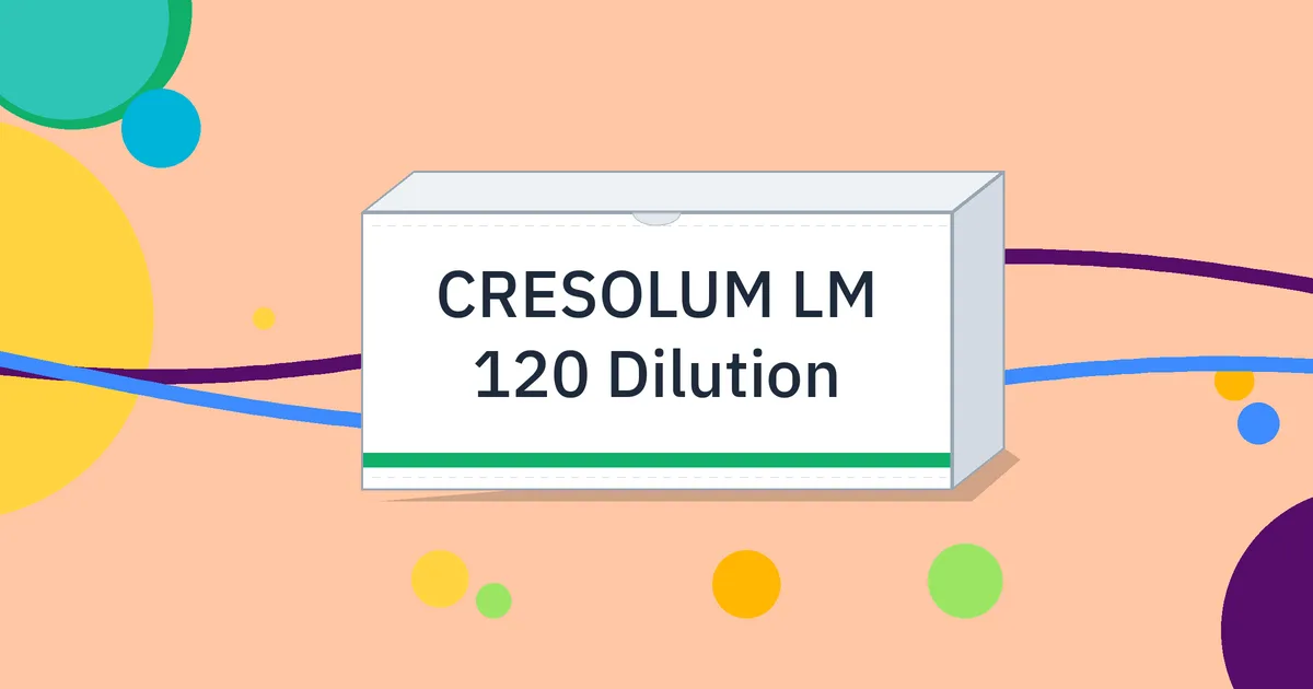 Symbolbild: Packung mit der Aufschrift CRESOLUM LM 120 Dilution (PZN 13456629) – Verfügbarkeit und Bezug in Apotheken in Frankfurt am Main