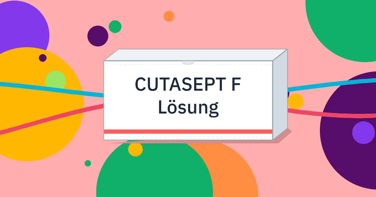 Symbolbild: Packung mit der Aufschrift CUTASEPT F Lösung (PZN 03917302) – Verfügbarkeit und Bezug in Apotheken in Frankfurt am Main