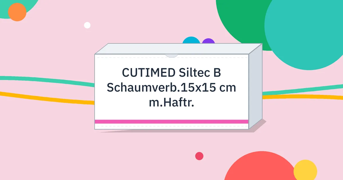 Symbolbild: Packung mit der Aufschrift CUTIMED Siltec B Schaumverb.15x15 cm m.Haftr. (PZN 16828480) – Verfügbarkeit und Bezug in Apotheken in Frankfurt am Main