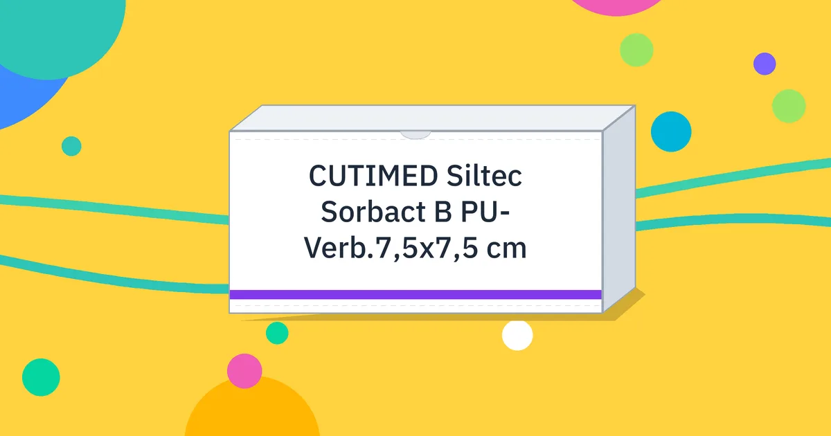 Symbolbild: Packung mit der Aufschrift CUTIMED Siltec Sorbact B PU-Verb.7,5x7,5 cm (PZN 12892506) – Verfügbarkeit und Bezug in Apotheken in Frankfurt am Main