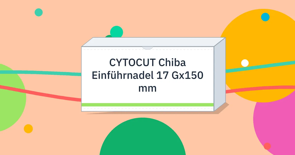 Symbolbild: Packung mit der Aufschrift CYTOCUT Chiba Einführnadel 17 Gx150 mm (PZN 16919076) – Verfügbarkeit und Bezug in Apotheken in Frankfurt am Main