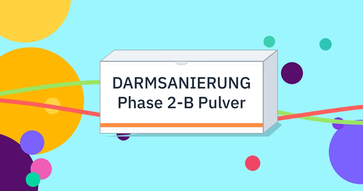 Symbolbild: Packung mit der Aufschrift DARMSANIERUNG Phase 2-B Pulver (PZN 13903330) – Verfügbarkeit und Bezug in Apotheken in Frankfurt am Main