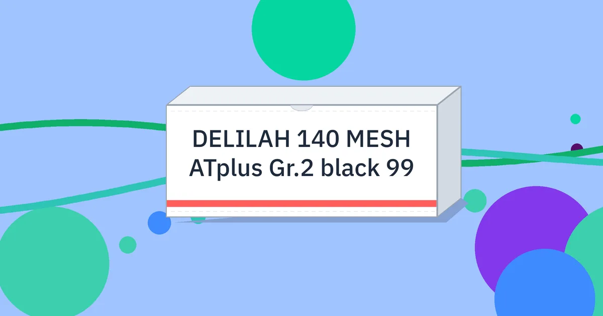 Symbolbild: Packung mit der Aufschrift DELILAH 140 MESH ATplus Gr.2 black 99 (PZN 13850349) – Verfügbarkeit und Bezug in Apotheken in Frankfurt am Main
