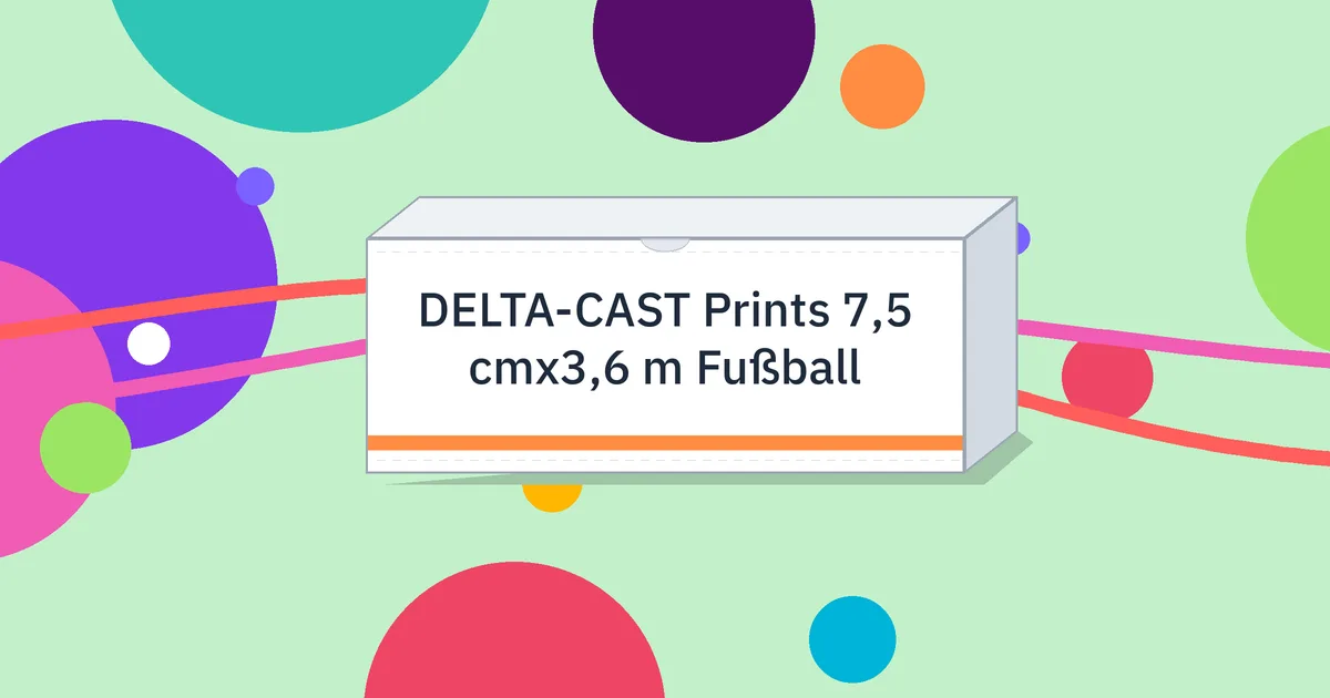 Symbolbild: Packung mit der Aufschrift DELTA-CAST Prints 7,5 cmx3,6 m Fußball (PZN 00424160) – Verfügbarkeit und Bezug in Apotheken in Frankfurt am Main