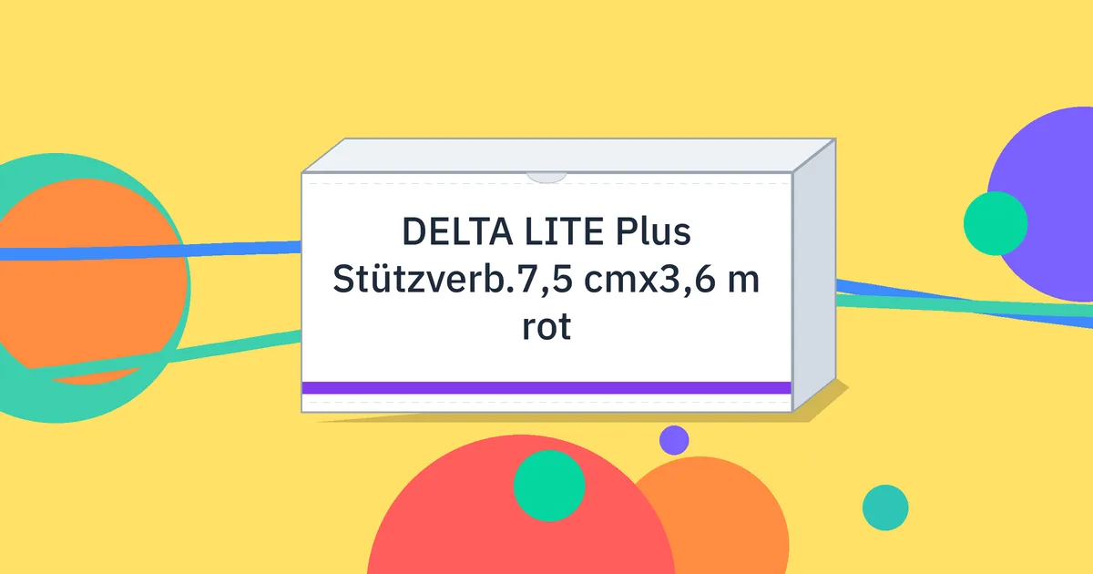 Symbolbild: Packung mit der Aufschrift DELTA LITE Plus Stützverb.7,5 cmx3,6 m rot (PZN 00673555) – Verfügbarkeit und Bezug in Apotheken in Frankfurt am Main
