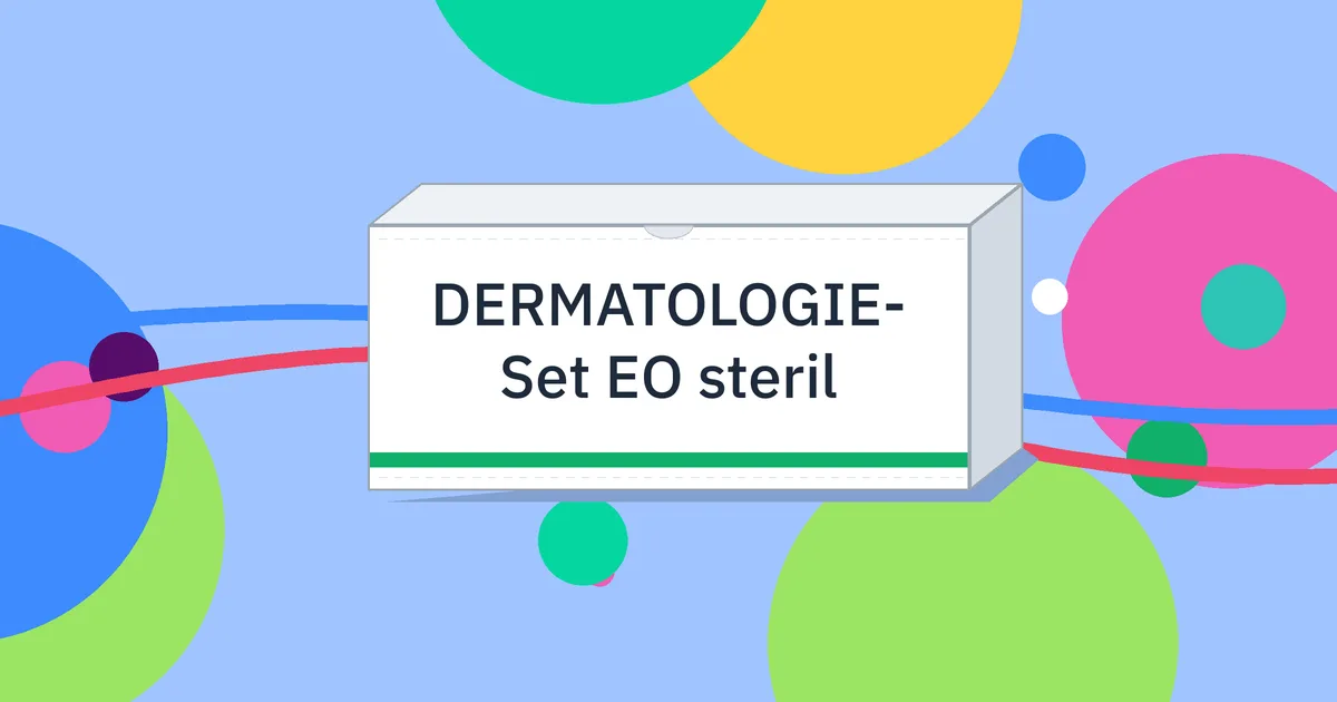 Symbolbild: Packung mit der Aufschrift DERMATOLOGIE-Set EO steril (PZN 19229231) – Verfügbarkeit und Bezug in Apotheken in Frankfurt am Main