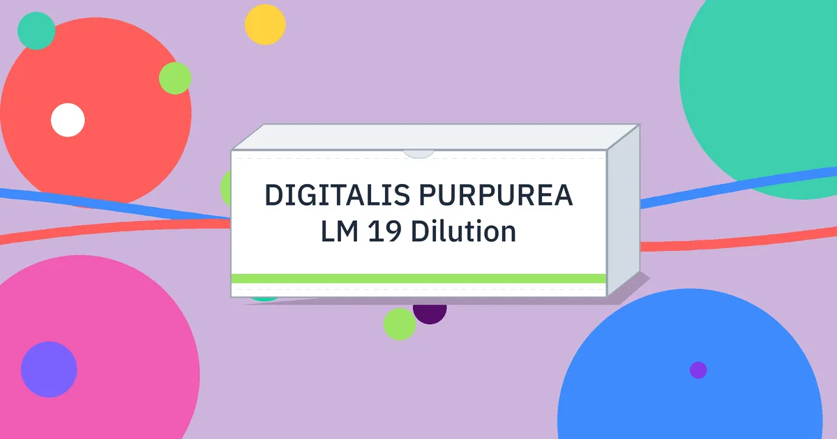 Symbolbild: Packung mit der Aufschrift DIGITALIS PURPUREA LM 19 Dilution (PZN 12842282) – Verfügbarkeit und Bezug in Apotheken in Frankfurt am Main