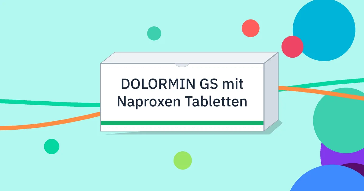 Symbolbild: Packung mit der Aufschrift DOLORMIN GS mit Naproxen Tabletten (PZN 00660038) – Verfügbarkeit und Bezug in Apotheken in Frankfurt am Main
