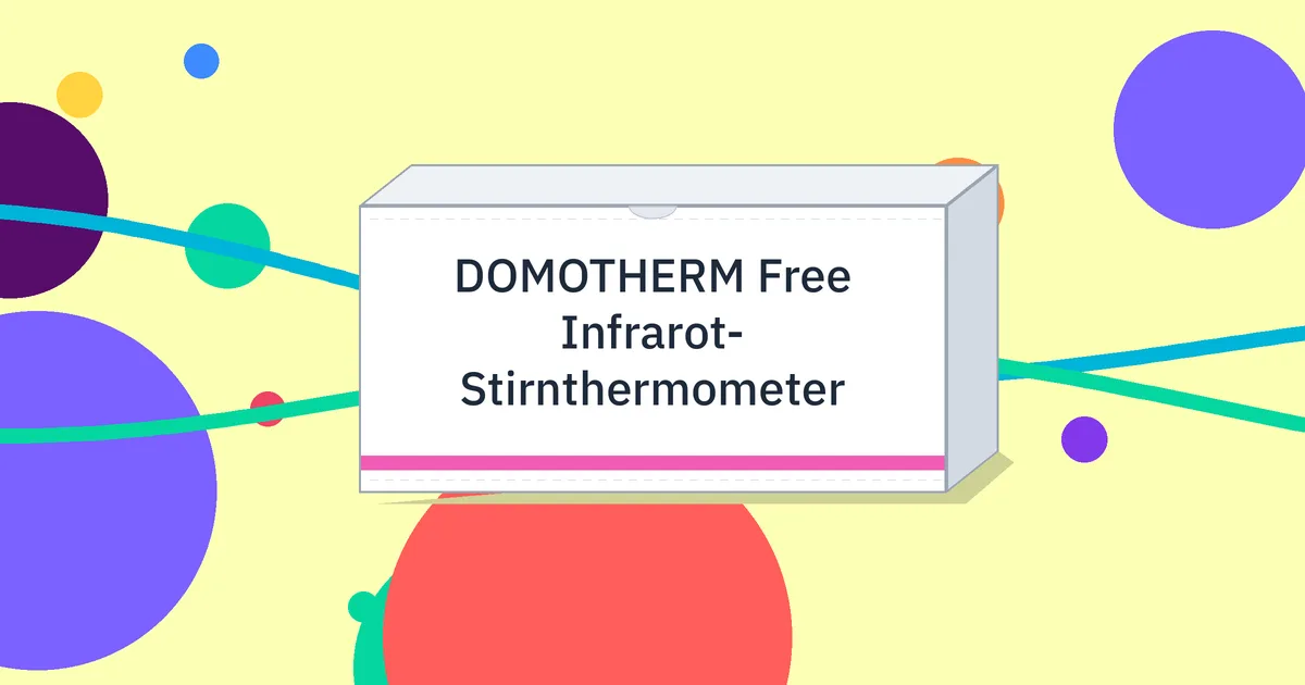 Symbolbild: Packung mit der Aufschrift DOMOTHERM Free Infrarot-Stirnthermometer (PZN 16787516) – Verfügbarkeit und Bezug in Apotheken in Frankfurt am Main