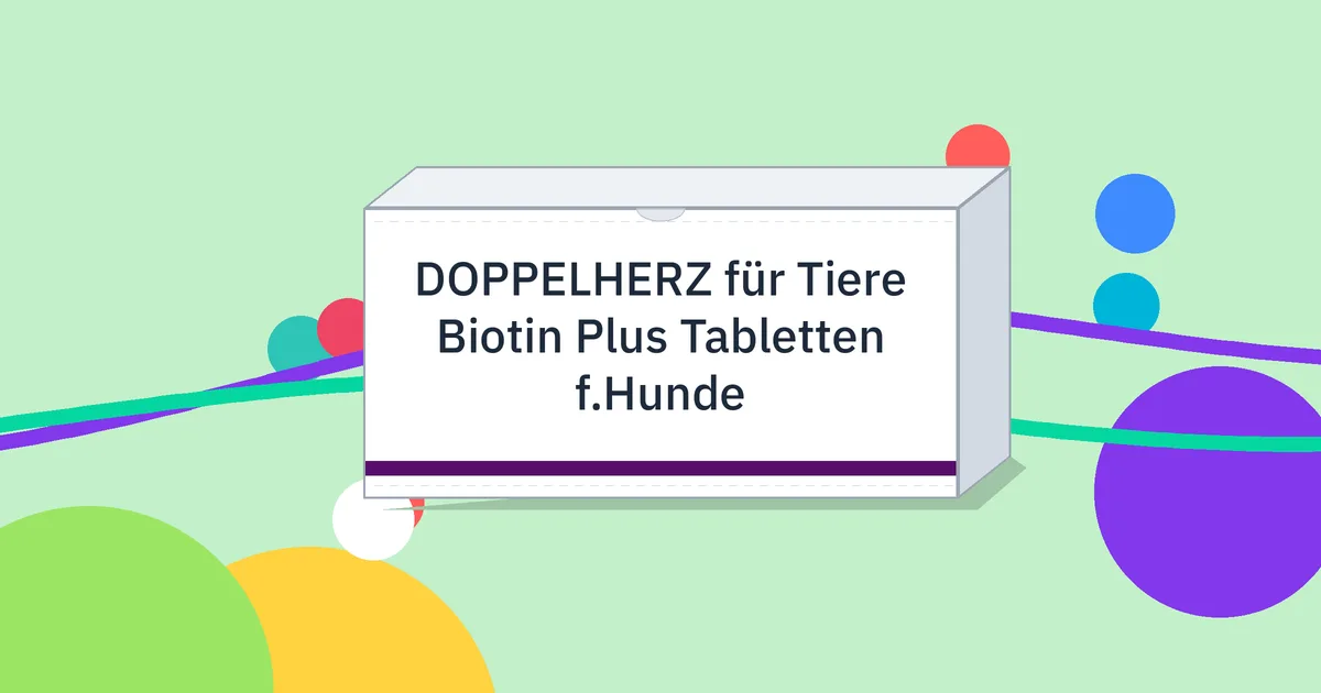 Symbolbild: Packung mit der Aufschrift DOPPELHERZ für Tiere Biotin Plus Tabletten f.Hunde (PZN 19495665) – Verfügbarkeit und Bezug in Apotheken in Frankfurt am Main