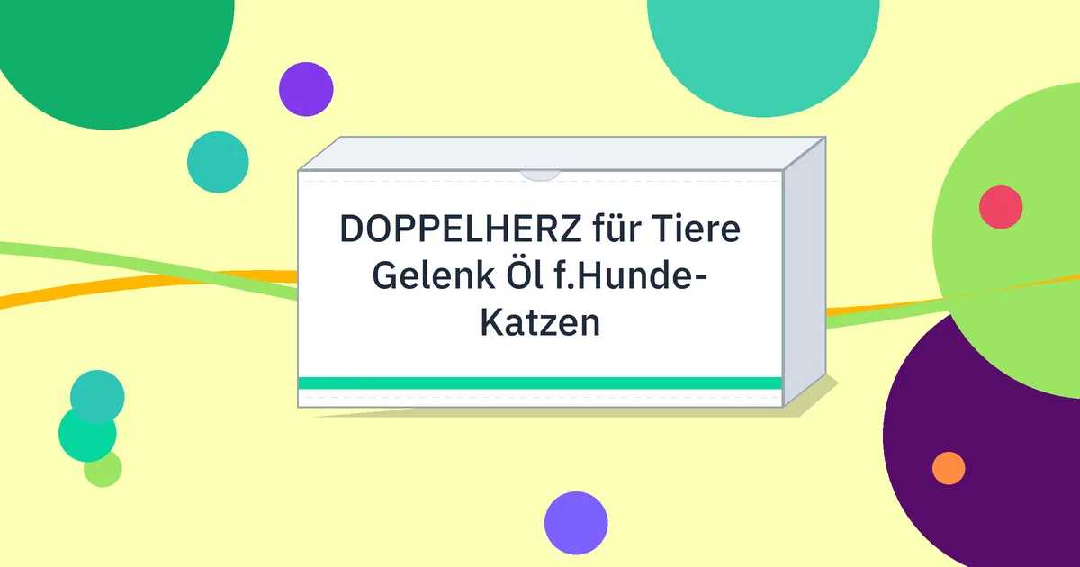 Symbolbild: Packung mit der Aufschrift DOPPELHERZ für Tiere Gelenk Öl f.Hunde-Katzen (PZN 17305531) – Verfügbarkeit und Bezug in Apotheken in Frankfurt am Main