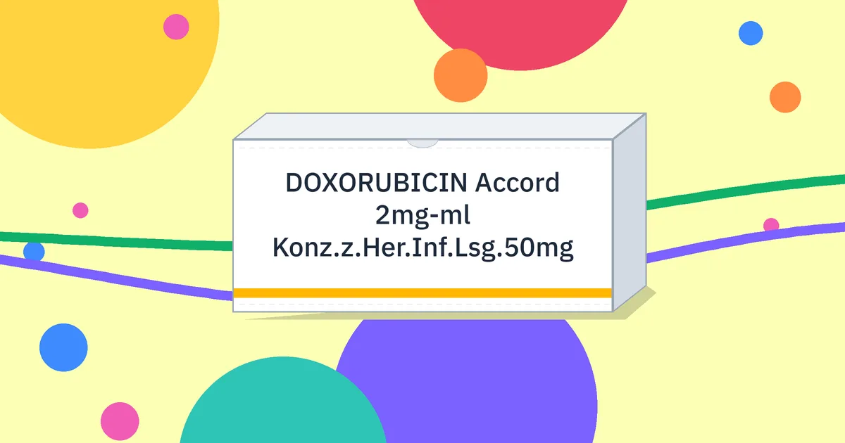 Symbolbild: Packung mit der Aufschrift DOXORUBICIN Accord 2mg-ml Konz.z.Her.Inf.Lsg.50mg (PZN 00252486) – Verfügbarkeit und Bezug in Apotheken in Frankfurt am Main