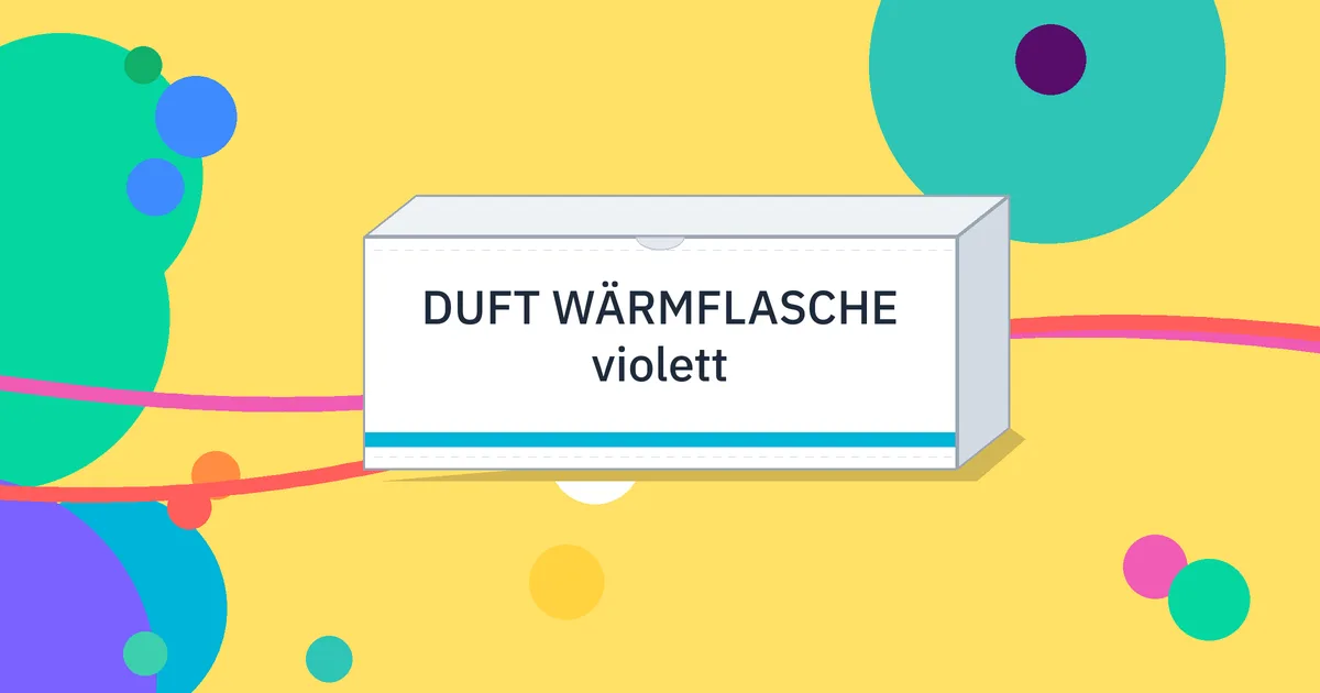 Symbolbild: Packung mit der Aufschrift DUFT WÄRMFLASCHE violett (PZN 12477345) – Verfügbarkeit und Bezug in Apotheken in Frankfurt am Main