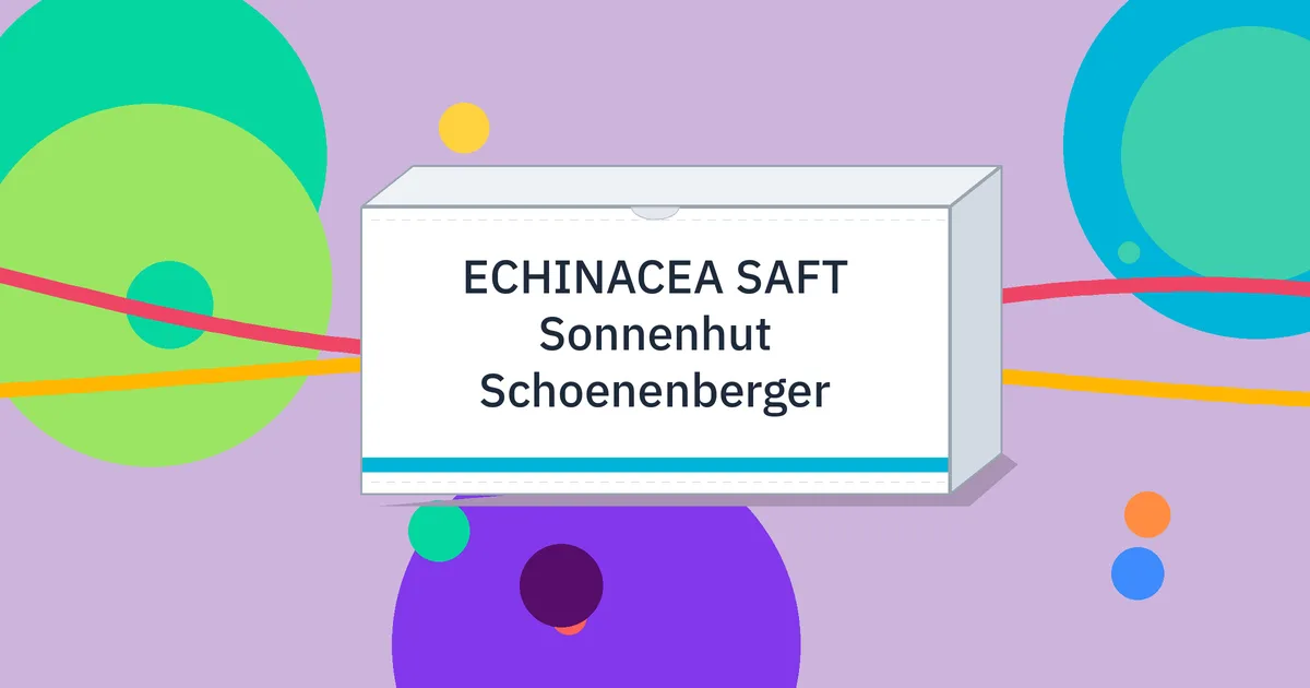 Symbolbild: Packung mit der Aufschrift ECHINACEA SAFT Sonnenhut Schoenenberger (PZN 00692110) – Verfügbarkeit und Bezug in Apotheken in Frankfurt am Main