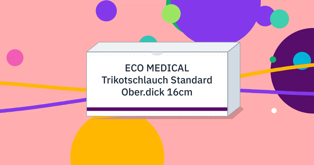 Symbolbild: Packung mit der Aufschrift ECO MEDICAL Trikotschlauch Standard Ober.dick 16cm (PZN 08644665) – Verfügbarkeit und Bezug in Apotheken in Frankfurt am Main