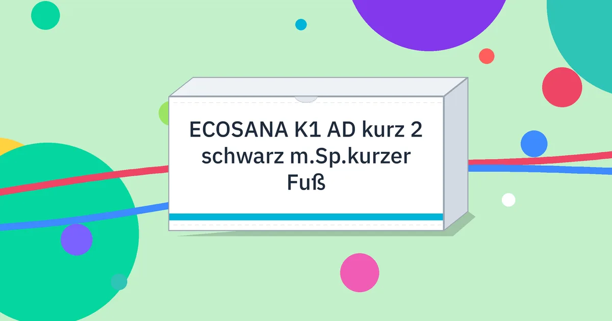 Symbolbild: Packung mit der Aufschrift ECOSANA K1 AD kurz 2 schwarz m.Sp.kurzer Fuß (PZN 04724427) – Verfügbarkeit und Bezug in Apotheken in Frankfurt am Main